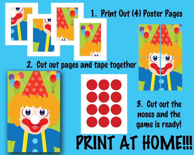 Pin the Nose on the Clown Carnival Games Carnival Birthday - Etsy