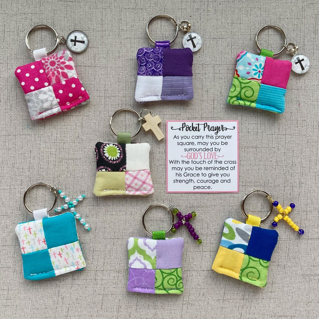 Prayer Square Keychain, Pocket Prayer, Bible Study Group Gifts, Quilted ...