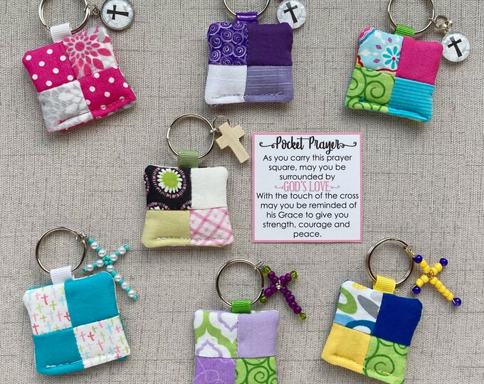 Prayer Square Keychain, Pocket Prayer, Bible Study Group Gifts, Quilted ...