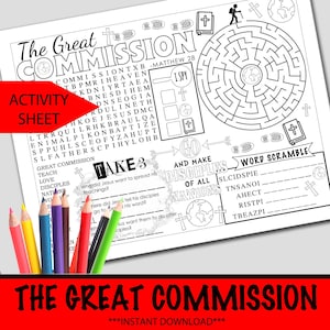 The Great Commission Activity Sheet, Great Commission Worksheet, Bible ...