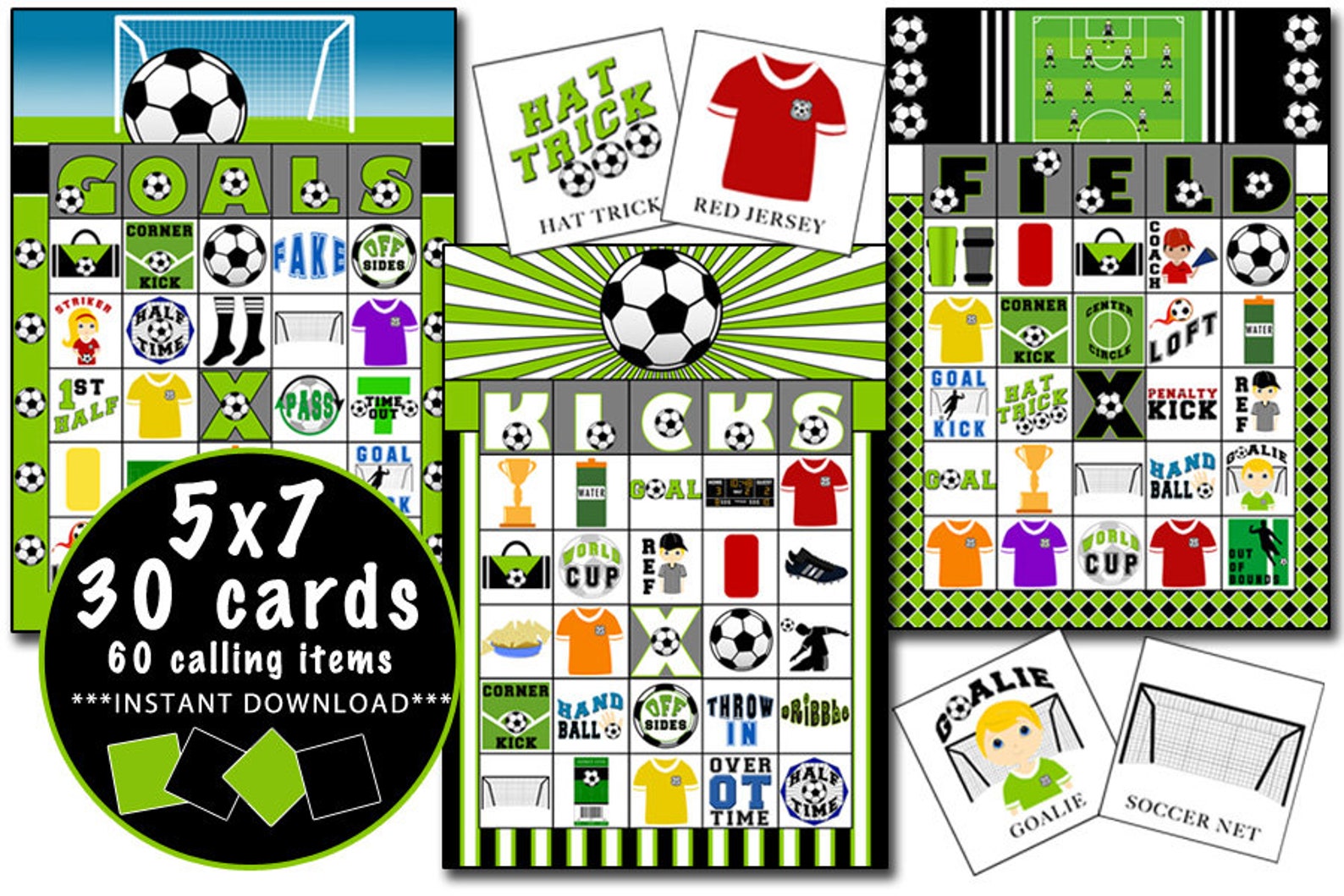 Soccer Bingo 30 Cards INSTANT DOWNLOAD - Etsy