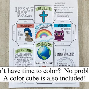 Prayer Cube, Lord's Prayer Bookmark, Worship Activities for Kids, Bible ...