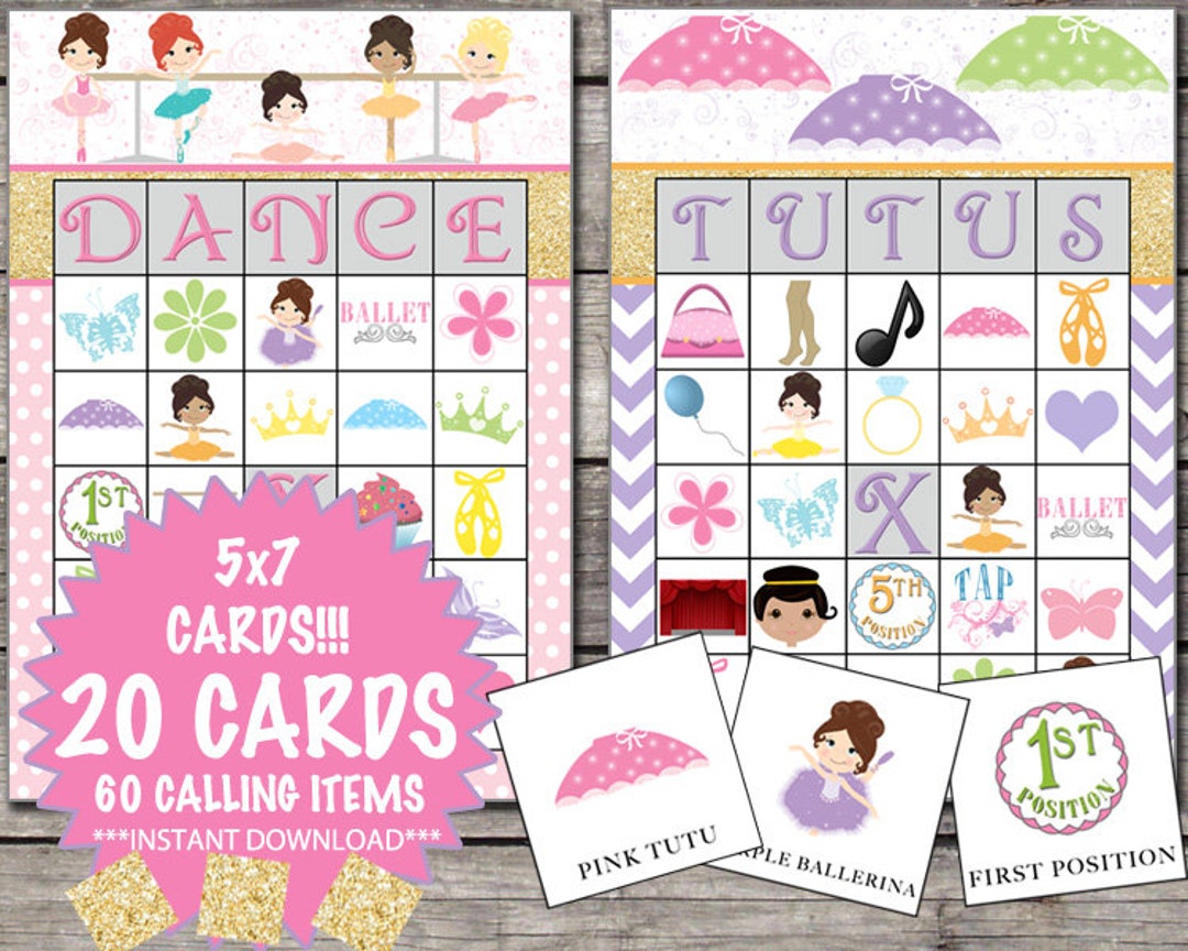 Ballerina Bingo 20 Cards, Dance Party Games, Ballerina Party Games ...