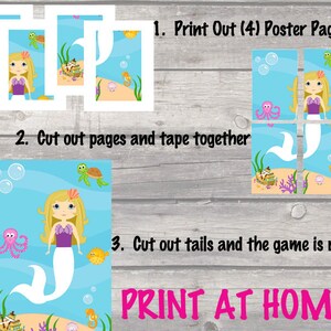 Pin the Tail on the Mermaid, Mermaid Party Games, Mermaid Birthday ...