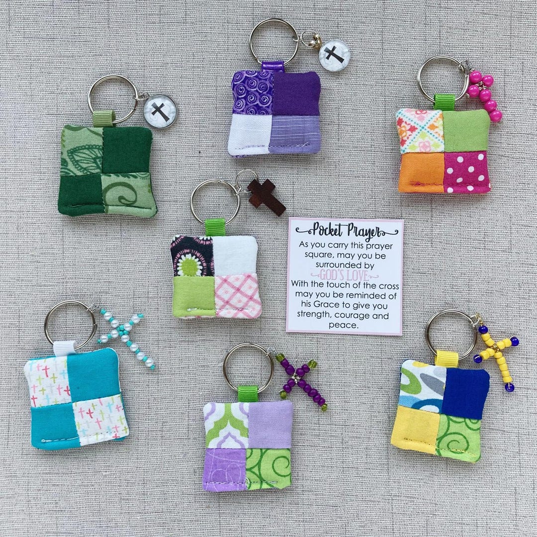 Prayer Square Keychain, Pocket Prayer, Bible Study Group Gifts, Quilted ...