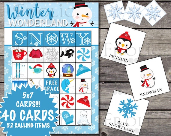 Winter Bingo 40 Printable Cards INSTANT DOWNLOAD | Etsy