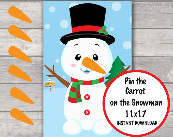 Pin the Nose on the Snowman, Christmas Games, Christmas Party Game ...