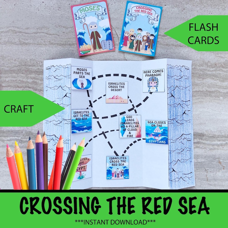 Crossing the Red Sea Activity Sheet: Moses Bible Story (instant ...