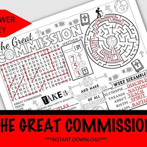 The Great Commission Activity Sheet, Great Commission Worksheet, Bible ...