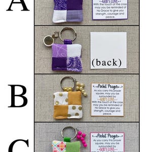 Prayer Square Keychain, Pocket Prayer, Bible Study Group Gifts, Quilted ...