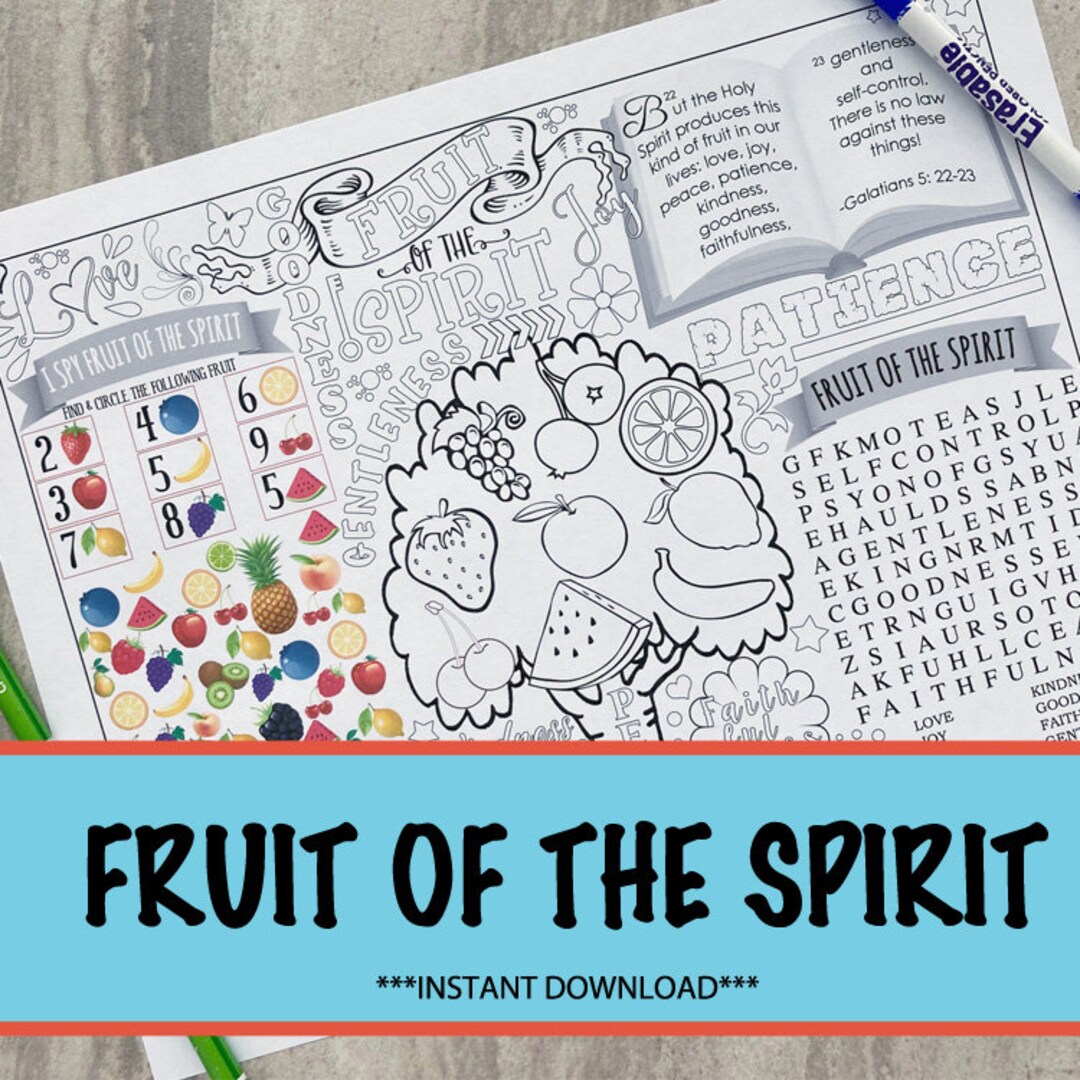 Fruit of the Spirit Activity Sheet, Bible Coloring, Galatians Worksheet ...