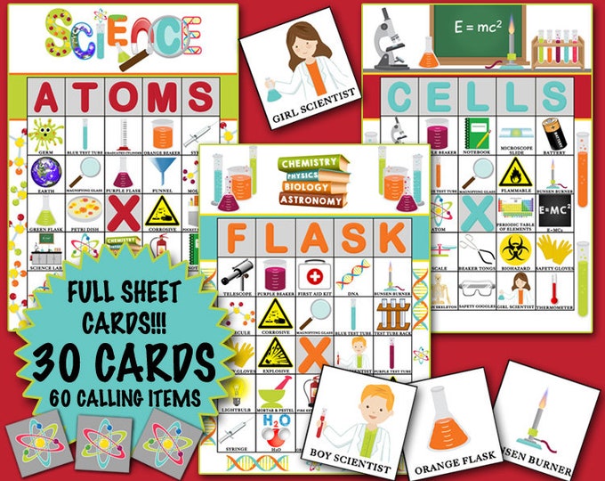 Science Bingo 30 Cards INSTANT DOWNLOAD - Etsy