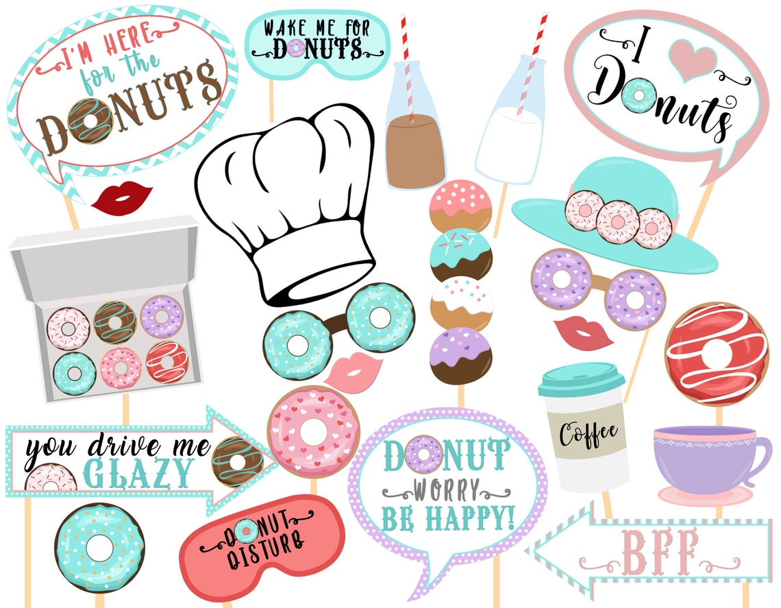 Donut Party Photo Booth Props Donut Party Birthday Printable - Etsy