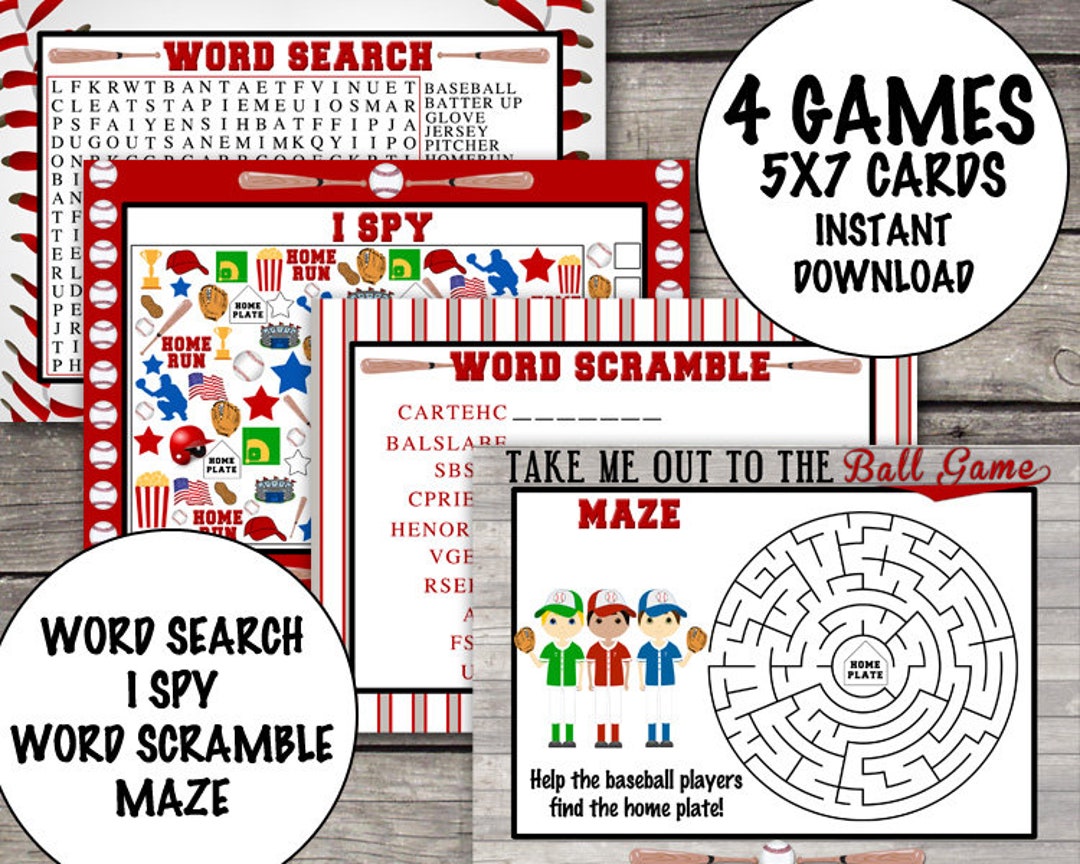 Baseball Games, Baseball Word Search, Baseball I Spy, Baseball ...