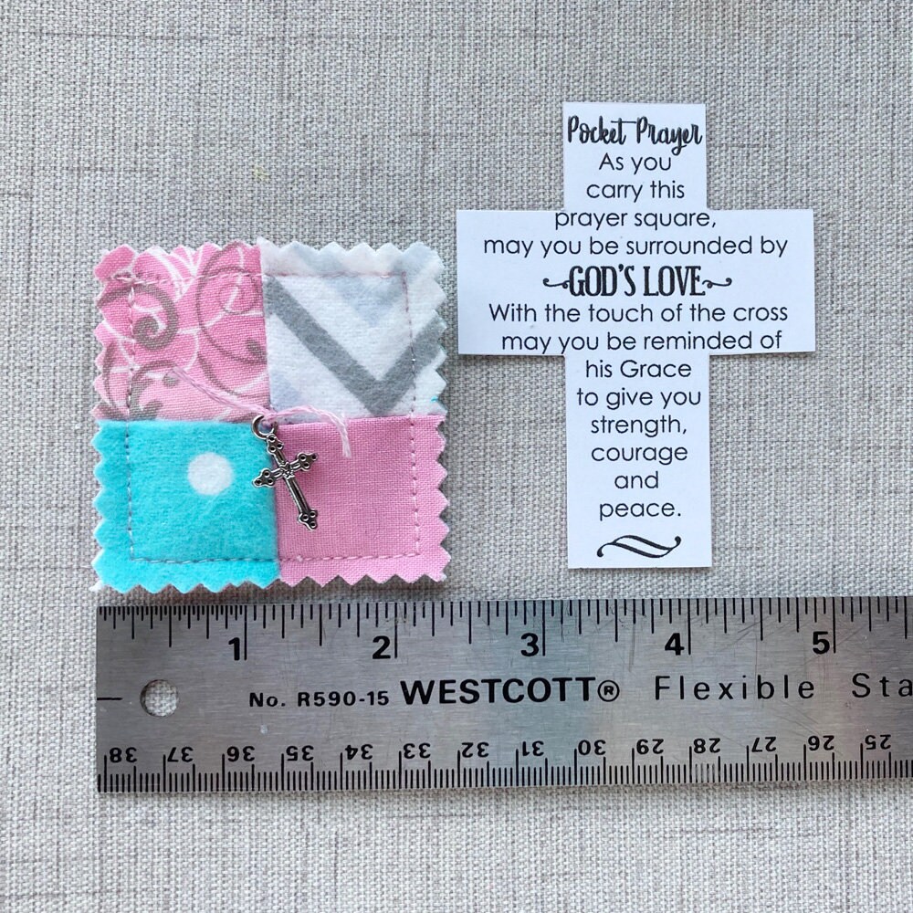 Pocket Prayer Square, Mini Quilt With Cross Charm, Bible Study Gift ...