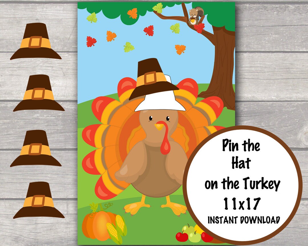 Pin the Hat on the Turkey Thanksgiving Games Thanksgiving - Etsy