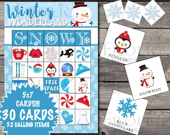 Winter Bingo 50 Printable Cards INSTANT DOWNLOAD - Etsy