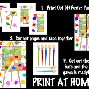 Pin the Paint Brush on the Palette, Painting Bingo, Art Party Games ...