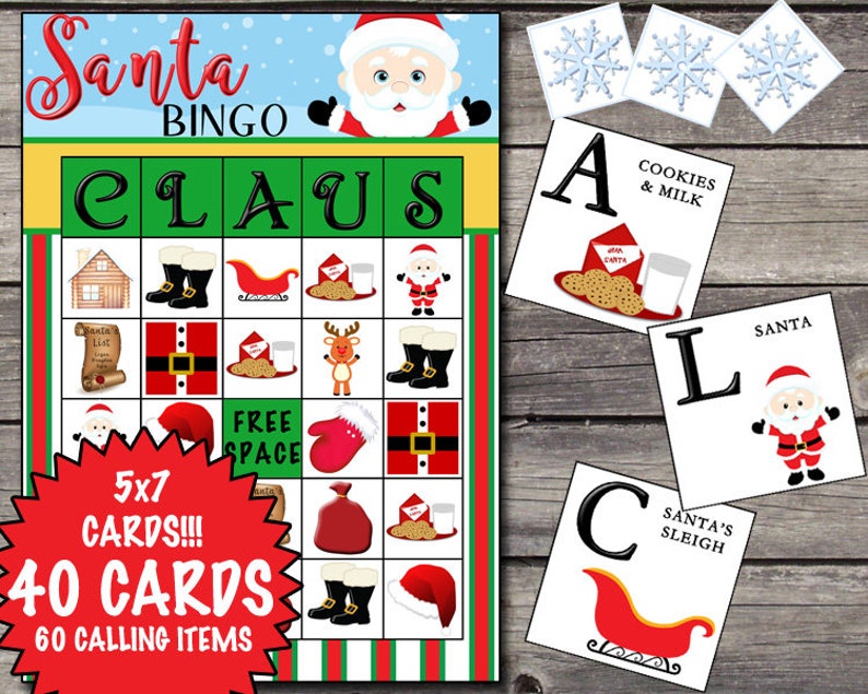 Santa Bingo 40 Printable Cards INSTANT DOWNLOAD - Etsy