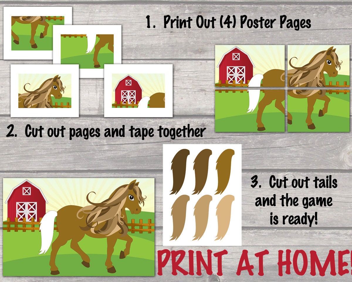 Pin the Tail on the Horse Pin the Tail on the Pony Farm - Etsy