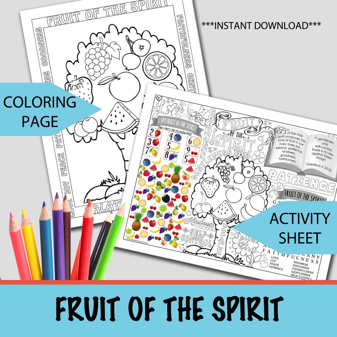 Fruit of the Spirit Activity Sheet, Bible Coloring, Galatians Worksheet ...