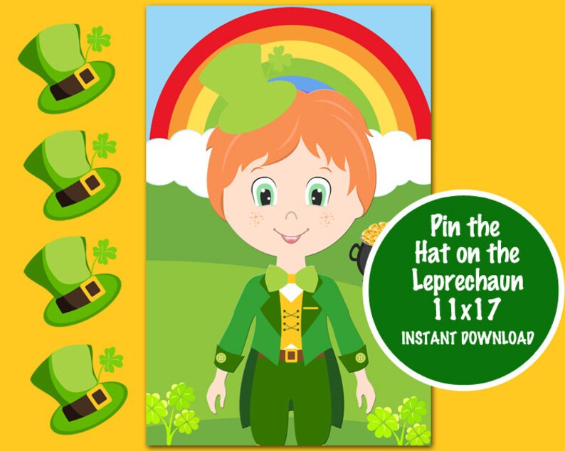 Pin the Hat on the Leprechaun St Patrick's Day Games | Etsy