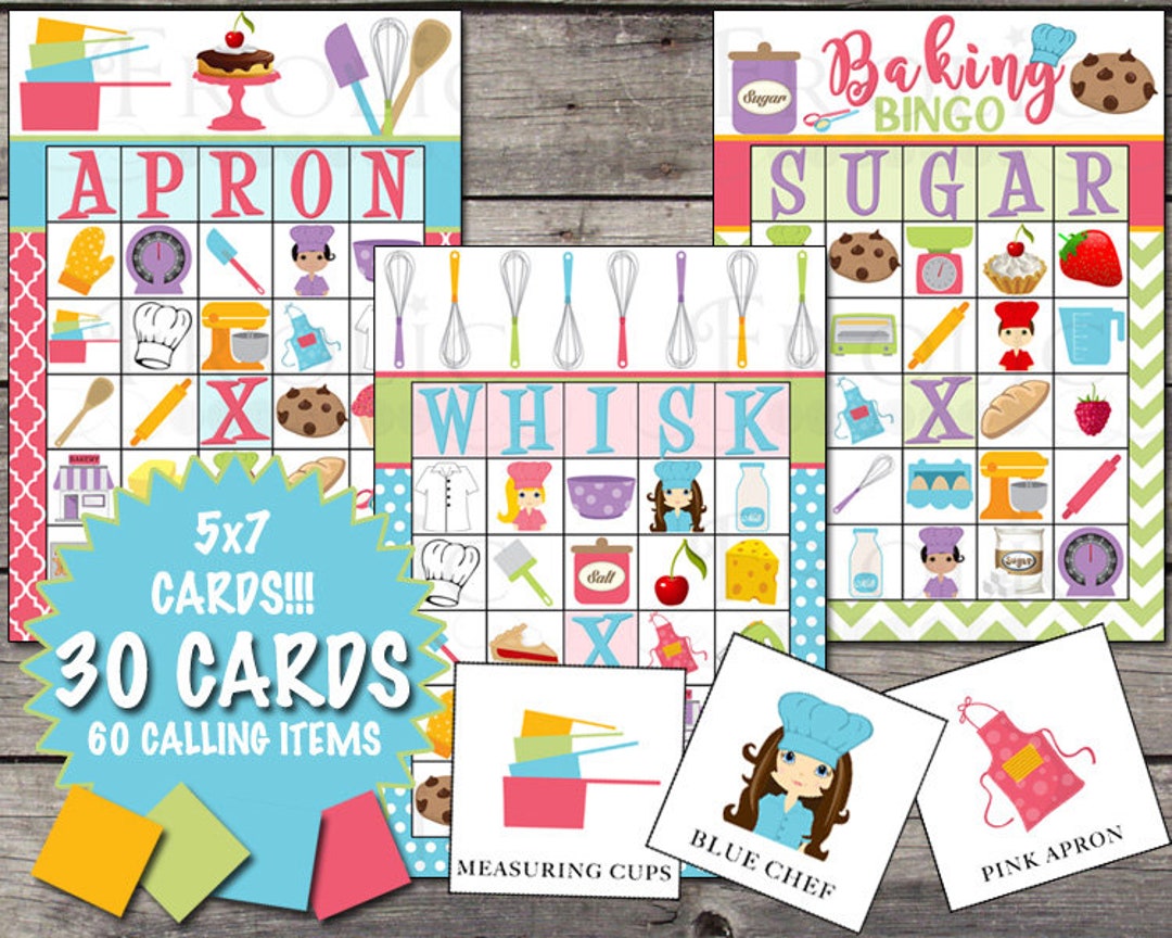 Baking Bingo 30 Cards Baking Party Games Baking Birthday - Etsy