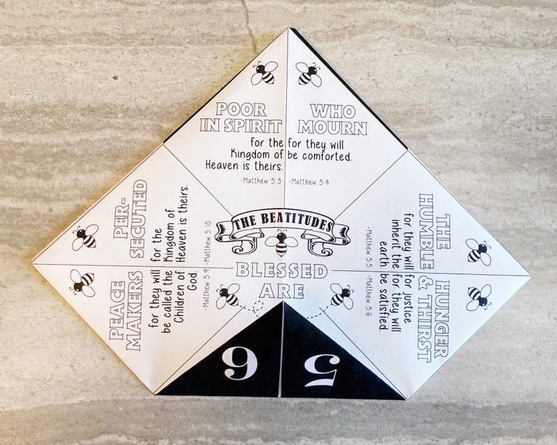 Beatitudes Cootie Catcher: Sermon on the Mount Activity Game (PDF ...