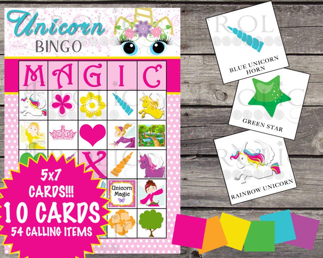 Unicorn Bingo 10 Cards Unicorn Party Games Unicorn Birthday - Etsy
