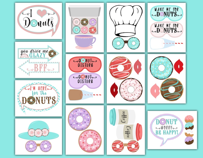 Donut Party Photo Booth Props Donut Party Birthday Printable - Etsy