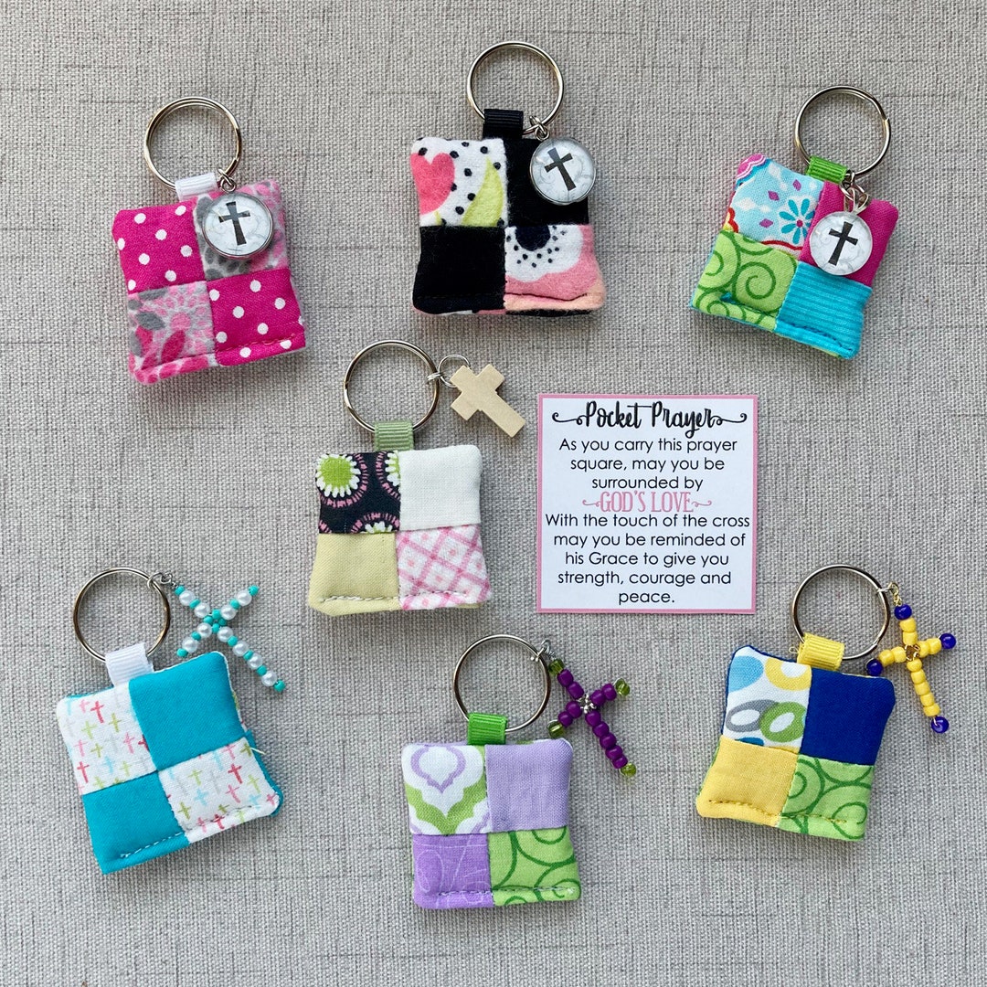 Prayer Square Keychain, Pocket Prayer, Bible Study Group Gifts, Quilted ...