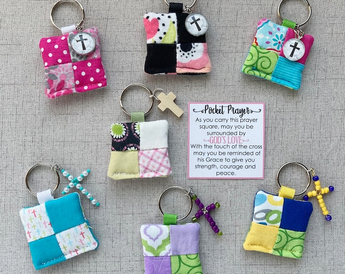 Prayer Square Keychain, Pocket Prayer, Bible Study Group Gifts, Quilted ...