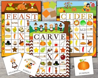 Fall Autumn Bingo 30 Printable Halloween Thanksgiving Party - Etsy