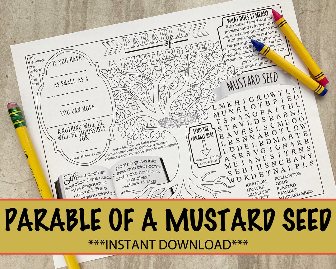 Parable of the Mustard Seed Activity Sheet: Bible Lesson (instant ...