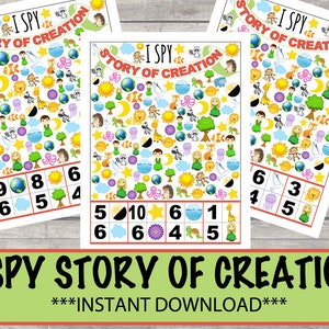I Spy Story of Creation Activity, Worship Activities for Kids, 7 Days ...