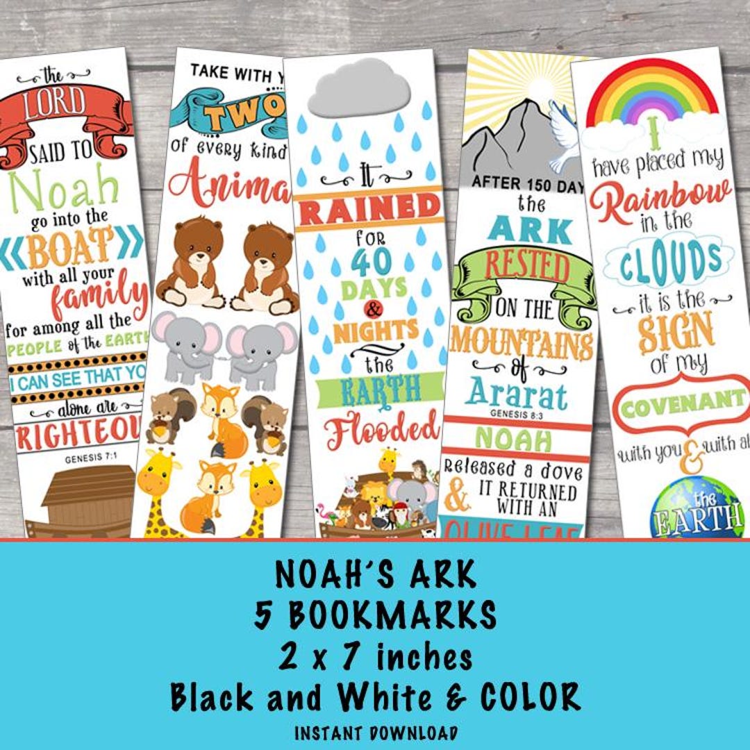 Noah's Ark Bookmarks, Noah's Ark Activity, Bible Bookmark, Worship ...