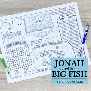 Jonah and the Whale Activity Pack: Bible Story Coloring Pages (PDF ...