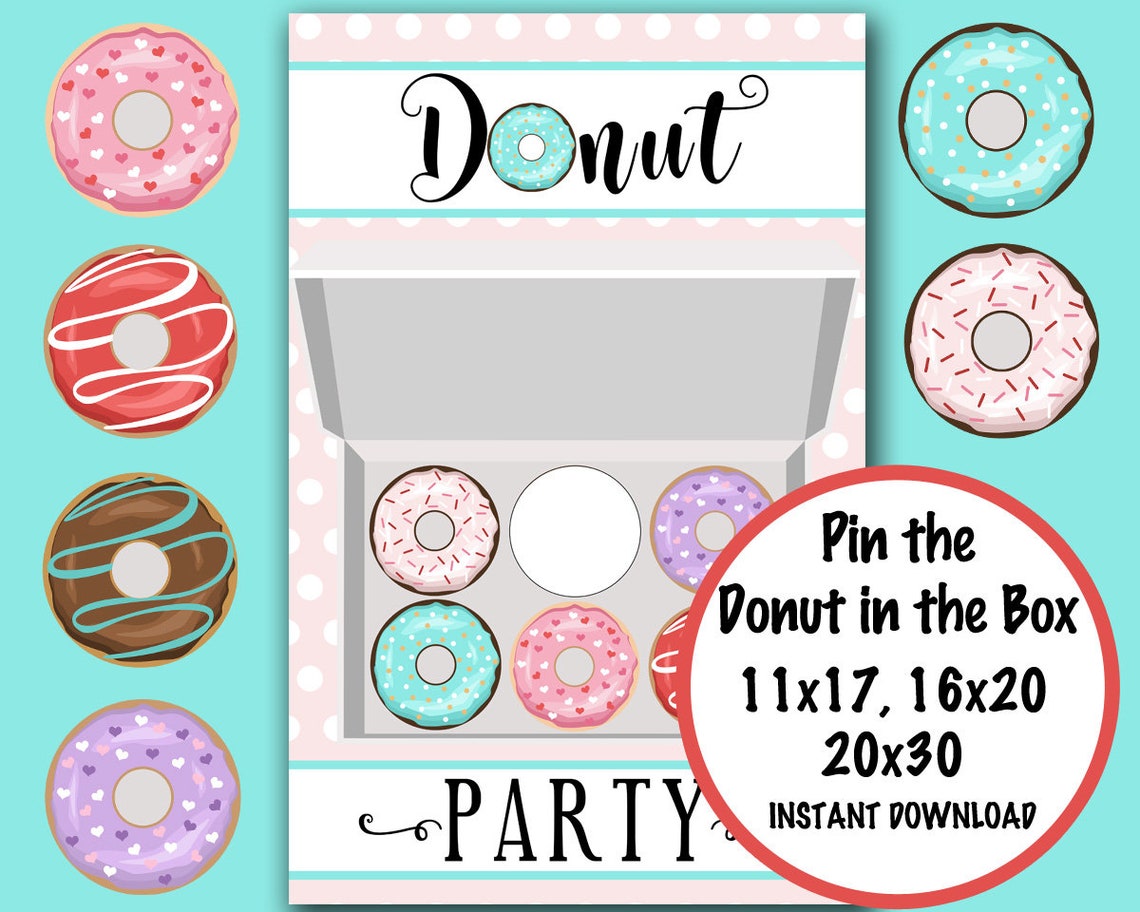 Pin the Donut in the Box Donut Party Games Donut Birthday | Etsy