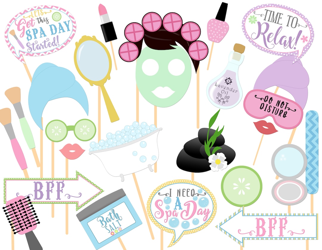 SPA Party Photo Booth Props, Spa Party Birthday Printable Photo Props ...