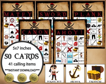 Pirate Bingo 10 Cards INSTANT DOWNLOAD | Etsy