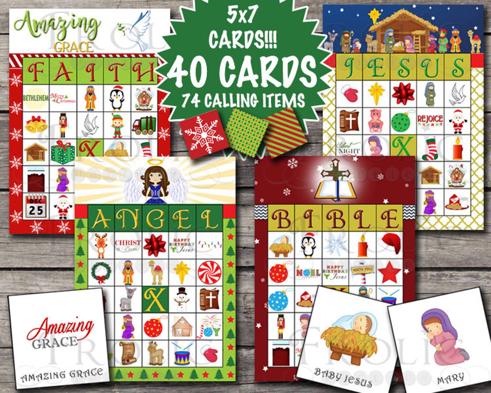 RELIGIOUS Christmas Bingo 40 Cards INSTANT DOWNLOAD - Etsy