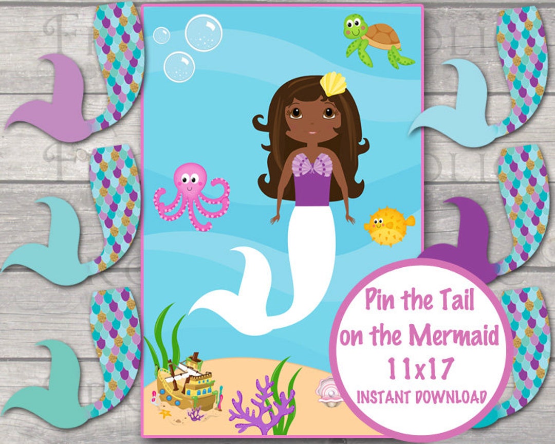 Pin the Tail on the Mermaid, Mermaid Party Games, Mermaid Birthday Idea ...