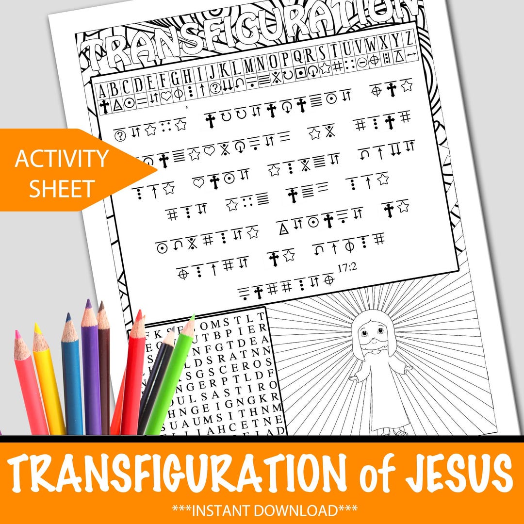 Transfiguration of Jesus Activity Sheet: Bible Verse Code (instant ...