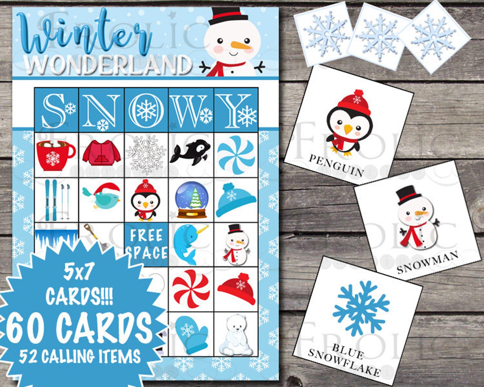 Winter Bingo 60 Printable Cards INSTANT DOWNLOAD - Etsy