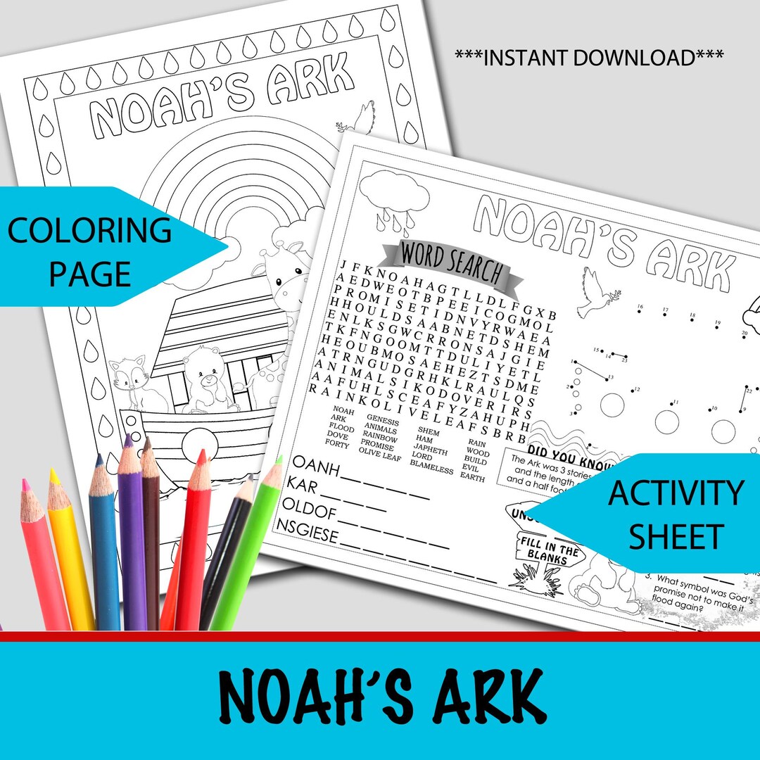 Noah's Ark Coloring Page, Noah's Ark Activity Sheet, Worship Activities ...