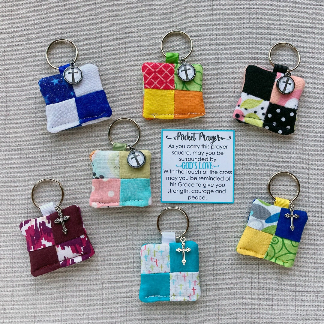 Prayer Square Keychain, Pocket Prayer, Bible Study Group Gifts, Quilted ...