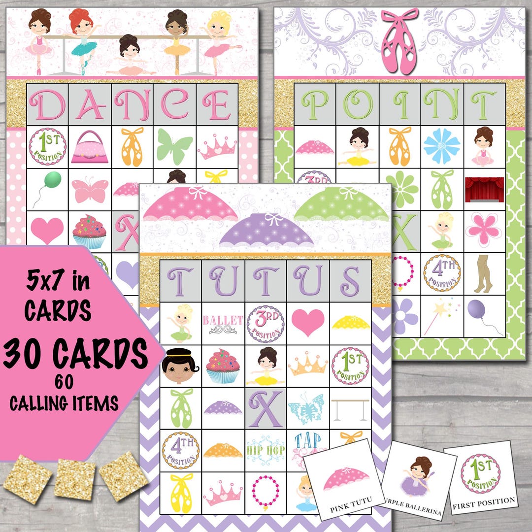 Ballerina Bingo 30 Cards, Dance Party Games, Ballerina Game Ideas ...