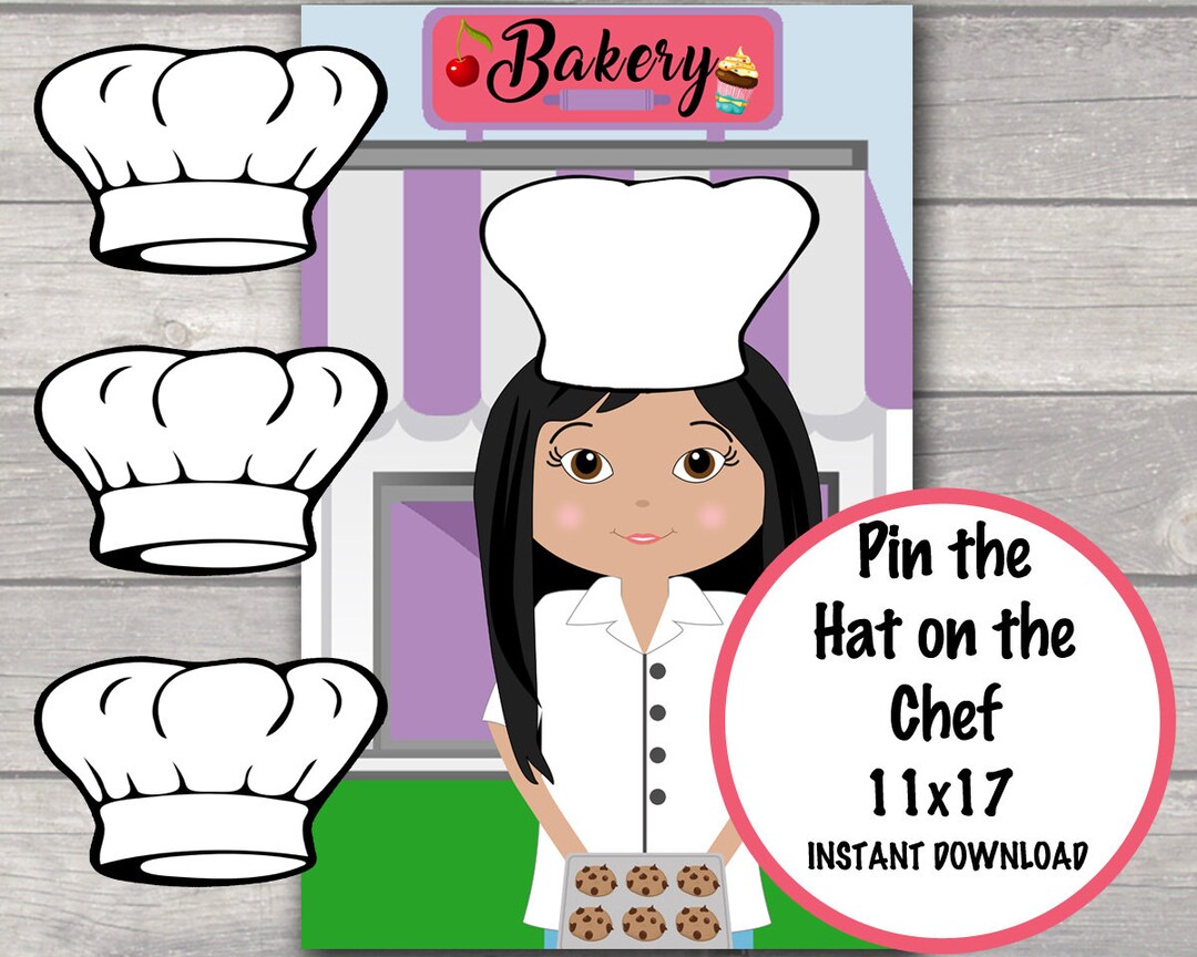 Pin the Hat on the Chef, Baking Party Games, Baking Birthday Party ...