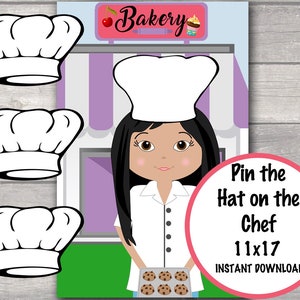 Pin the Hat on the Chef, Baking Party Games, Baking Birthday Party ...