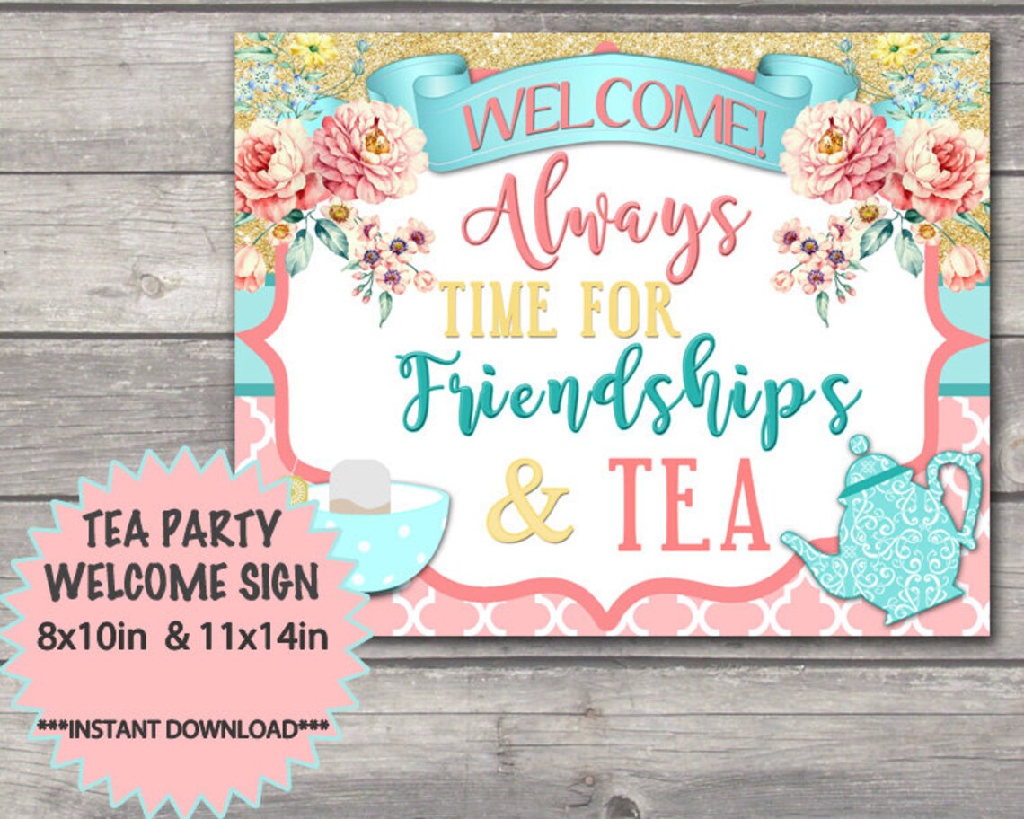 Tea Party Welcome Sign INSTANT DOWNLOAD - Etsy